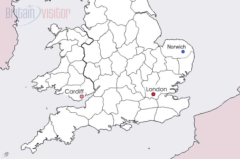 Norwich Map Norfolk England | Britain Visitor - Travel Guide To Britain